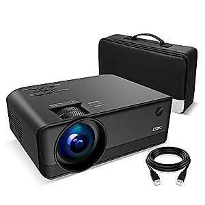 Living Enrichment Mini Projector, 1080P HD Supported Portable Video Projector, 7000 Lumen 50,000 Hours Led Lamp, 200'' Projection Display, Compatible with HDMI VGA USB DVD for Home Entertainment