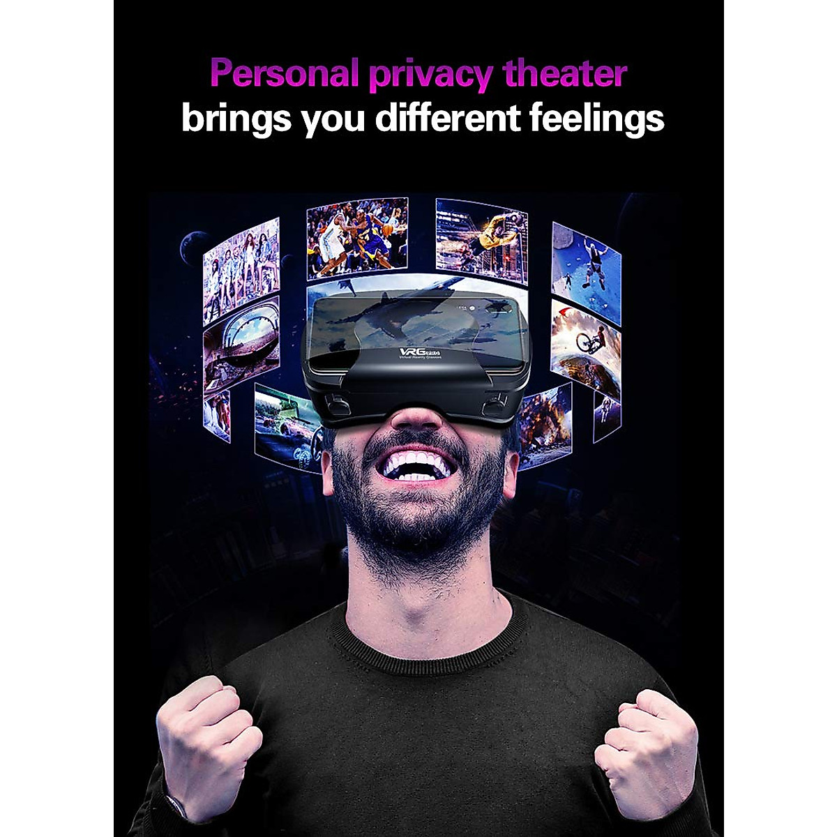 YOMENG VR glasses Virtual reality full-screen visual wide-angle VR glasses, VRG Pro 3D for smartphone devices from 5 to 7 inches