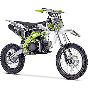 MotoTec X3 125cc 4-Stroke Gas Dirt Bike , 17 Inches, Green, 66x29x40