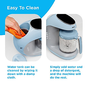 EVLA'S Baby Food Maker, Steamer, Blender, Baby Food Processor for Healthy Homemade Baby Food in Minutes, Touch Screen with 6 Reusable Food Pouches, Baby Registry Essential, Blue