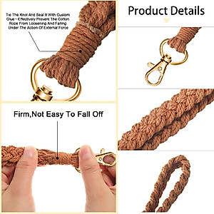 Tuanse Macrame Wristlet Keychain Boho Keychain Women Handmade Braided Keychain Lanyard (Light Green, Brown, White, Black, 4 Pcs)