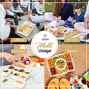 ESDUA Snackle Box Container, Divided Serving Tray with Lid and Handle Snack Box, Travel Charcuterie Board with Lid Candy Organizer, Snack Organizer Veggie Tray&Fruit Tray (1 Pcs - 8 Compartments)