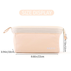 CICIMELON Wide-Open Pencil Case Big Capacity Pencil Pouch Portable Pen Bag School Supplies for Students Boys Girls, Beige