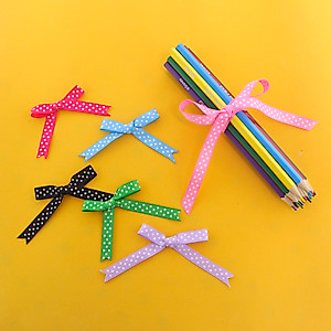 QingHan Grosgrain Ribbons for Crafts Gifts Wrapping 3/8" Boutique Polka Dot Fabric Ribbon 40yd (20 x 2yd)