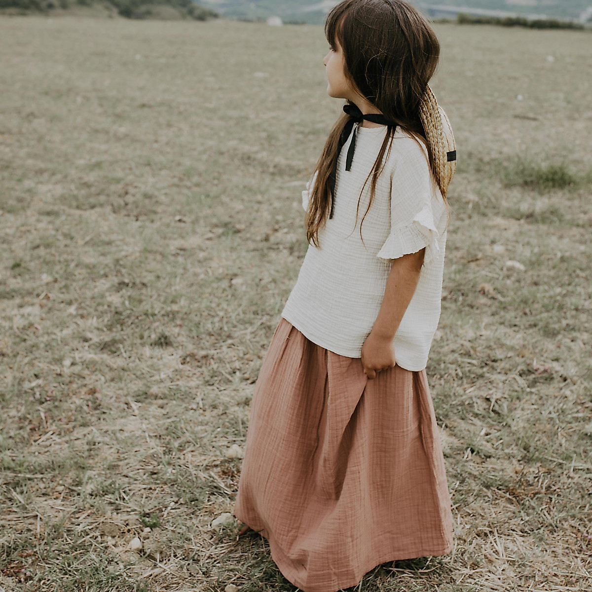 Cigit Concept Stylish and Elegant 100% Cotton Baby Girl Skirt Set - Perfect for Special Occasions or Everyday Wear (3-4 Y) Light Brown