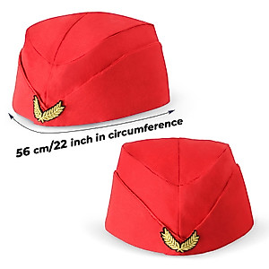 Keymall Kids Flight Attendant Costume Accessories Set Stewardess Hat Airline Hostess Costume Kits for Girls Dress Up Halloween Career Costume