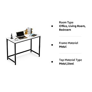Weehom PC Laptop Notebook Study Writing Table for Home Office Workstation Simple Multifunctional Desk,White 39 inch