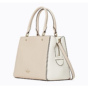 Kate Spade Leila Medium Triple Compartment Satchel Crossbody Bag Purse Handbag (Warm Beige)