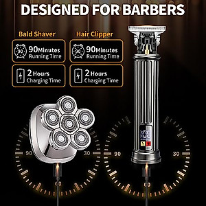 VOTMONI Head Shavers for Bald Men & Professional Barber Clippers Zero Gapped Hair Trimmer for Men, Rotary Bald Shavers Cordless Beard Trimmer Grooming Kit