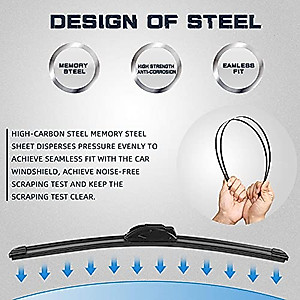 AUTOBOO 26"+ 16" Windshield Wiper Blades Premium All-Seasons OEM Quality Wipers with Durable Stable and Quiet, Pack of 2 (pair for front windshield)