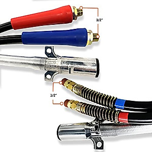 TORQUE 15ft 3 in 1 ABS & Power Air Line Hose Kit Airline Air Hose Wrap 7 Way Electrical Cable Air Lines with Handle Grip Airlines for Semi Truck Trailer Tractor (TR813215)