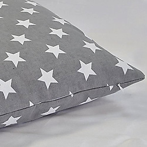 TAOSON Five-Pointed Star Pattern Cushion Cover Pillow Cover Pillowcase Cotton Canvas Pillow Sofa Throw White Printed Linen with Hidden Zipper Closure Only Cover No Insert 18x18 Inch 45x45cm Deep Grey