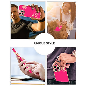 BENTOBEN for iPhone 13 Pro Max Case, Butterfly Design Women Girl iPhone 13 Pro Max Phone Case Slim Fit Luxury Shockproof Electroplated Soft Protective Cover Case for iPhone 13 Pro Max 6.7",Hot Pink