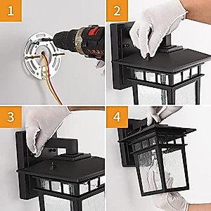 Smeike Outdoor Wall Lantern, Exterior Lighting Fixtures Wall Mount, 2 Pack Black Outdoor Sconce with Seeded Glass, Exterior Porch/Patio Lights for House Front Door Garage