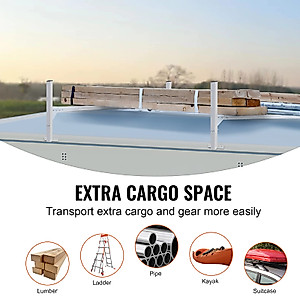 VEVOR Trailer Ladder Rack, 51.2" to 81.1" Adjustable Ladder Racks for Van, 400 LBS Capacity Aluminum Alloy Roof Racks, Drilling Van Ladder Rack for Open and Enclosed Trailers, 2 Pcs