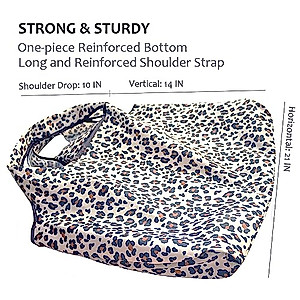 HAPPYHEIDI Reusable Grocery Shopping Bags Totes Foldable Washable with Long Handles for Heavy Duty, Fold-Up Pouch, for Beach Gym Travel, Bulk, Cute, 2 Pack,Leopard