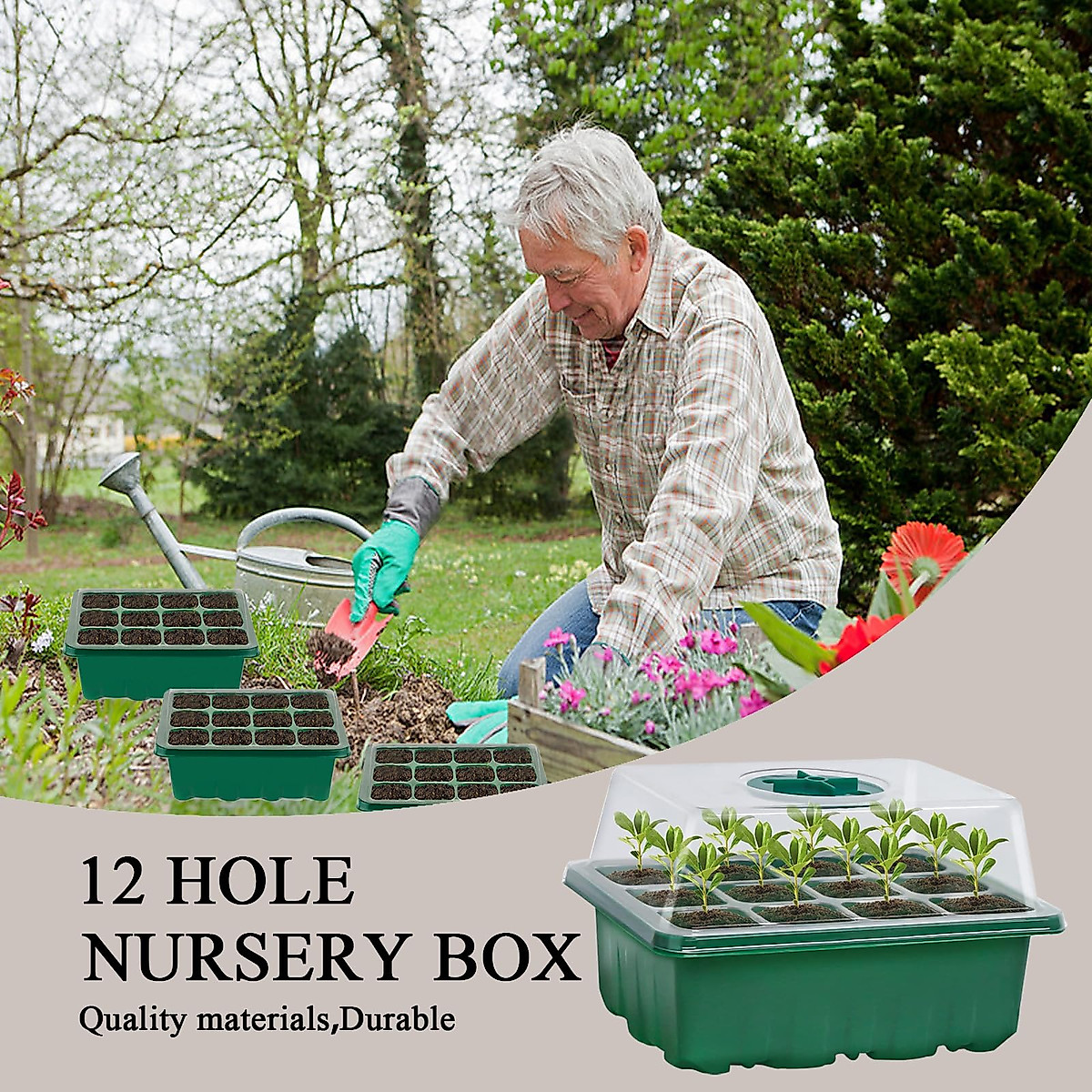 SPISFUD 10 Packs Seed Starter Tray , Humidity Dome with Seedling Starter Kits and Greenhouse Foundation Seed for Growing Starting( 120 Cell Trays)