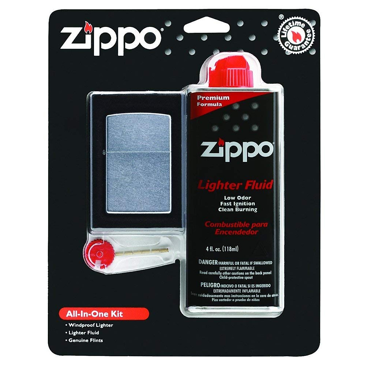 Zippo 24651 All-in-One Kit Silver + Zippo Fuel Street Canister Chrome