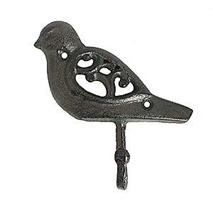 WINTENT Cast Iron Wall Hook Decorative Rustic Animal Deer Bird Hook for Hanging Key Coat Hat Towel (Bird)