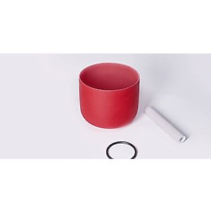 Red C Note Crystal Singing Bowl 8 Inch Root Chakra singing bowl with Free O-Ring Glue Hammer or Plastic rod wrapped in Sheepskin included For Promotes Peace Chakra Healing and Mindfulness