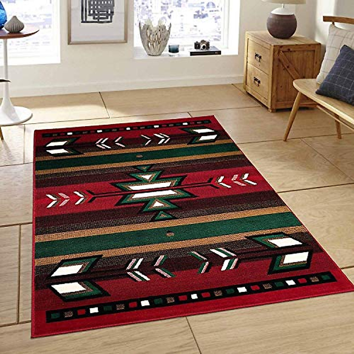 Southwest Southwestern Native American Navajo Indian Red Carpet Area Rug (2’ X 3’)