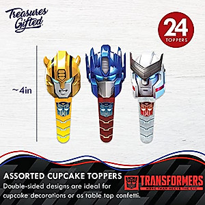 Treasures Gifted Officially Licensed Transformers Cupcake Toppers & Wrappers 24ct - Transformers Cake Decorations - Transformers Birthday Party Supplies - Transformers Birthday Decorations