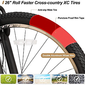 HH HILAND Mountain Bike, Multi-Spokes, 21 Speeds Drivetrain, Aluminum Frame 26 Inch Wheels, Disc-Brake Bike for Men Women Men's MTB Bicycle White