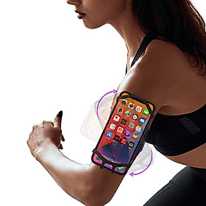 JEMACHE Running Armband for iPhone 15 Pro Max, 14 13 12 11 SE, 6S 7 8 Plus, Samsung Galaxy S23 S22 S21 Ultra, Plus, Workouts Cell Phone Arm Band Holder (Black)