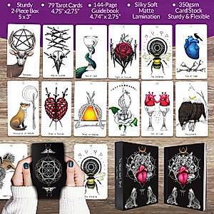 Naked Heart Tarot Deck by Jillian C. Wilde - Black Tarot Deck Tarot Cards with Guide Book - Nature & Animal Tarot Cards for Beginners & All Level Tarot Cards Deck Readers