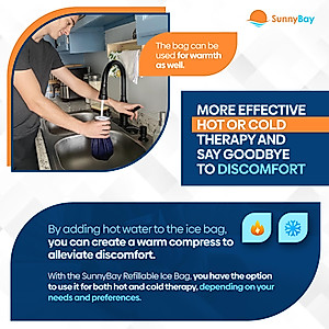 SunnyBay Refillable 11 in Ice Bag with 28 in Strap - Reusable Washable Medical Icing Pack - for Ankle, Knee, Neck, Shoulder Injuries- Cold Therapy Muscle Pain Relief