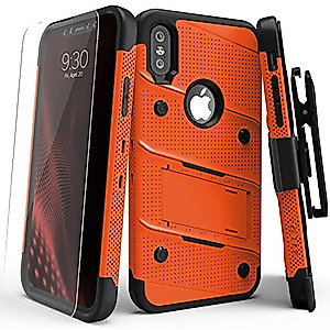 iPhone X Case - Zizo [Bolt Series] with Free [iPhone X Screen Protector] Kickstand [12 ft. Military Grade Drop Tested] Holster Belt Clip