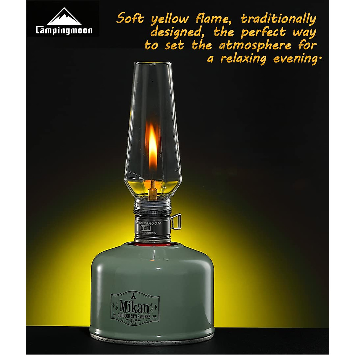 CAMPINGMOON Camping Gas Lantern with Wooden Lantern Case T-1