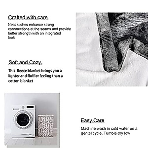 HommomH Raccoon Blanket Animal Pattern Digital Print Fleece Throw Black 60"x80"