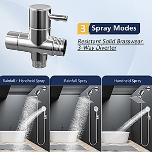 NLZQPTS 8inch Rain Shower Head with Filter,High Pressure Handheld Shower Heads with 7 Spray Combo,Square Filtered Showerhead for Hard Water Softener,59" Hose,Bathroom,Brushed Nickel Finish