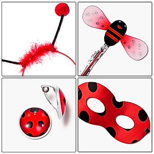 Ladybug Dress Costume for Girls with Polka Dots Tutu Dress Halloween Birthday Dress Up Pretend Play for Kids 3-8 (7-8)