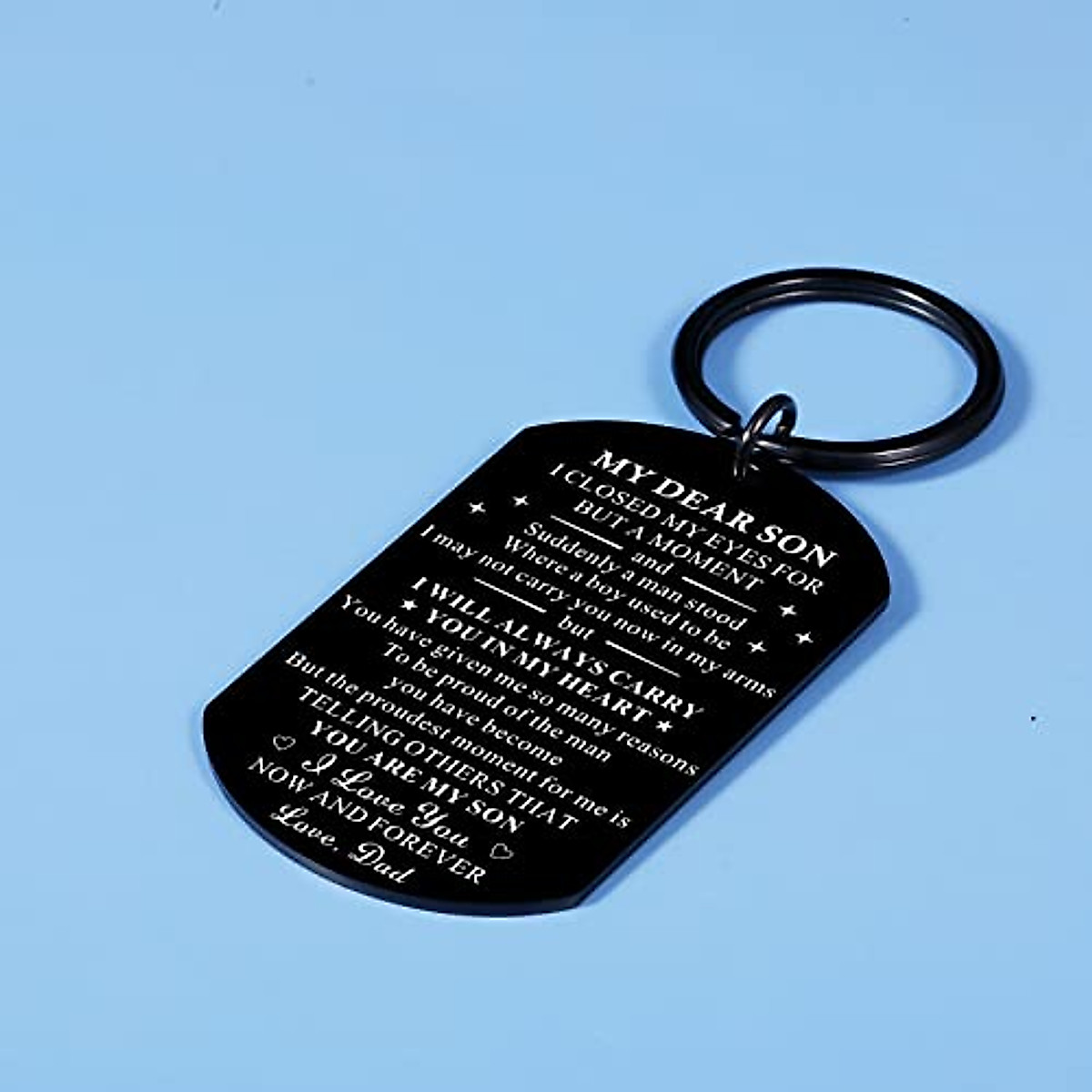 Valentine's Day Gifts for Son from Mom Keychain for Him Teen Boys Kids Birthday Graduation Christmas Gifts for Stepson Sweetest Day Coming of Age Back to School Gift for Men