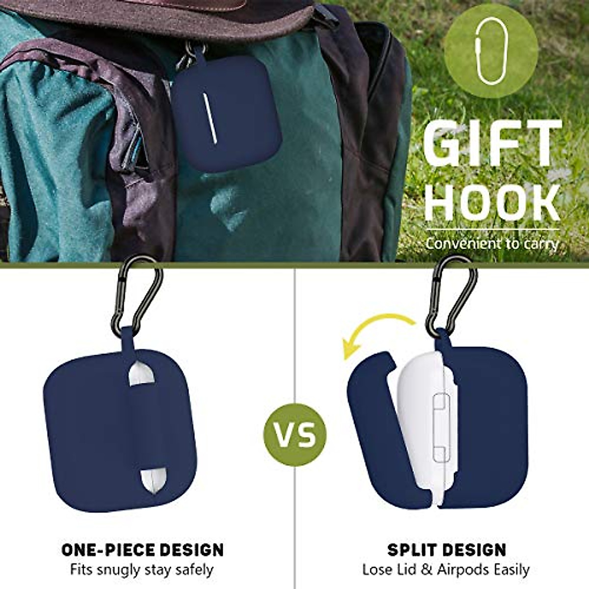 MILPROX Case Compatible for Airpods 3 Case - Soft Silicone Protective Skin Cover with Keychain/Strap, Front LED Visible, Shockproof Slim Cases Compatible for Airpod 3rd Generation