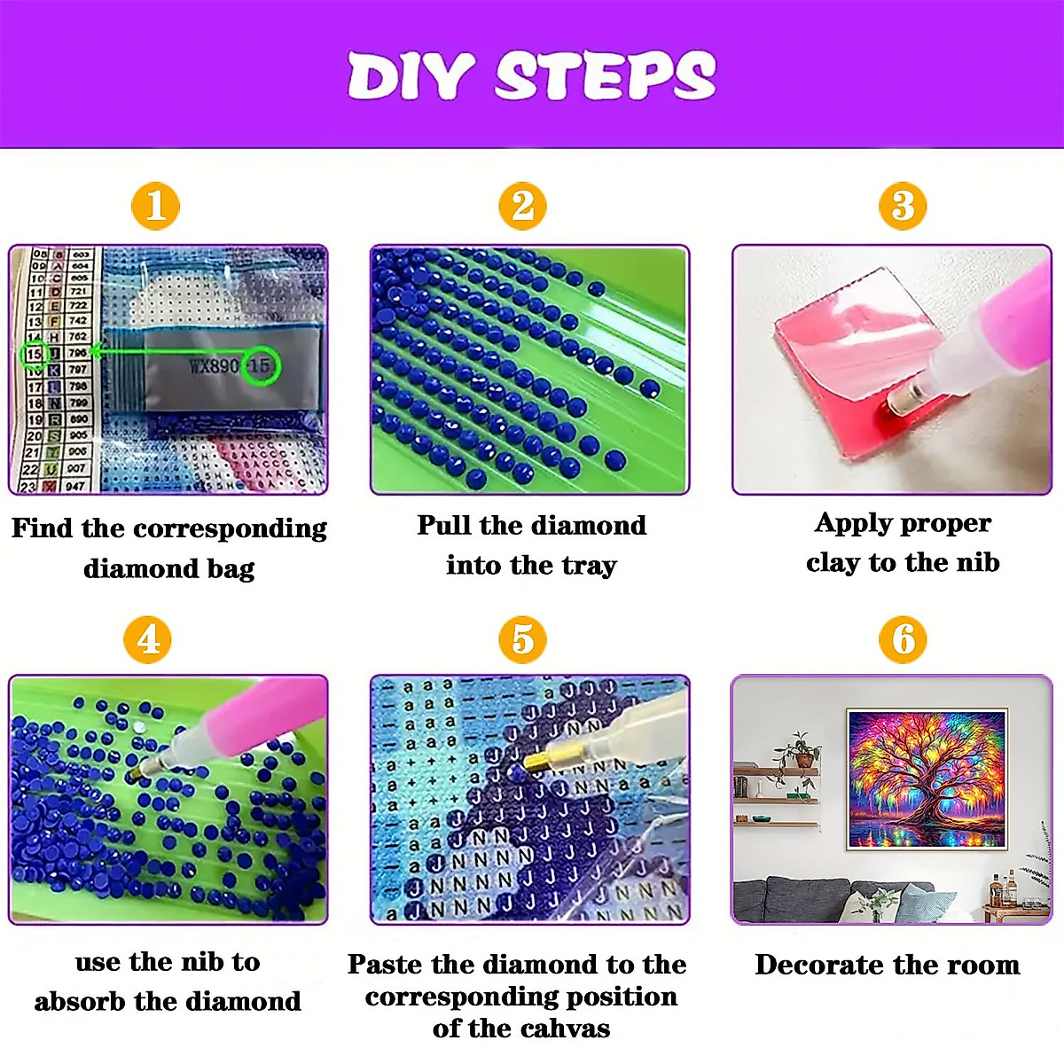 DIYCYCY Tree of Life Diamond Painting Kits for Adults,Full Drill Diamond Art Kits for Beginners,Round 5D DIY Diamond Dots Paintings, Diamonds Pictures Gem Art and Crafts Home Decor 13.78x13.78 inch