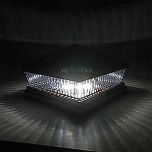 iGlow 8 Pack White Outdoor Garden 6 x 6 Solar SMD LED Post Deck Cap Square Fence Light Landscape PVC Vinyl Wood Bronze