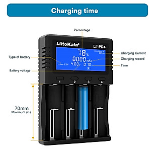 4 Bay Smart 18650 Charger with LCD Digital Display Universal Battery Charger for: 26650 20700 18650 18350 17670 17500 16340(RCR123) 14500 AA AAA SC C Batteries