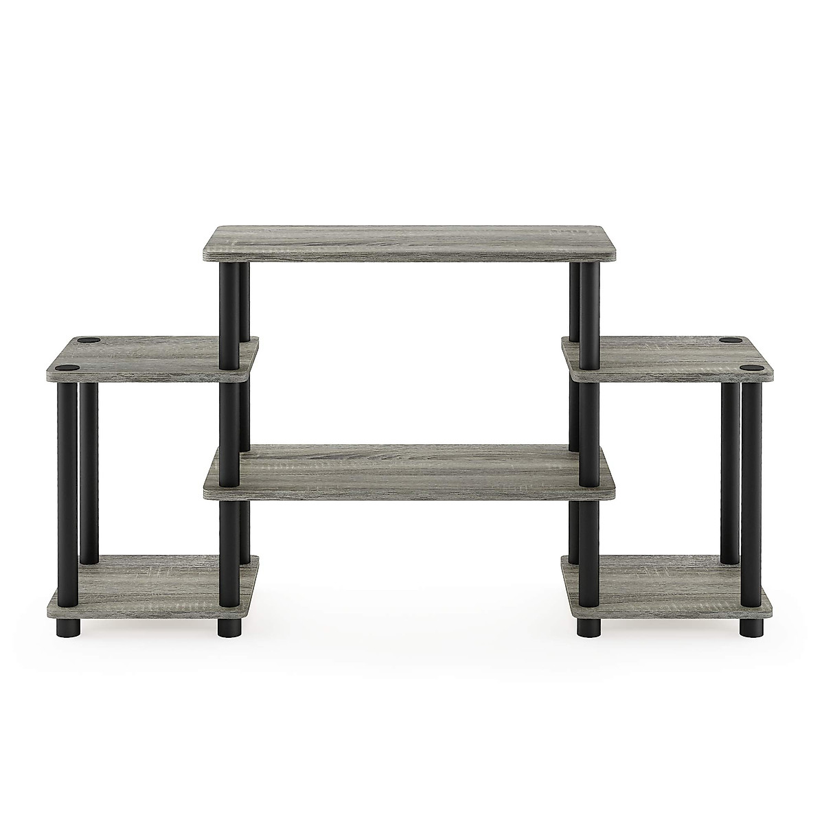 Furinno Turn-N-Tube No Tools Entertainment Center, Round Square Corner, French Oak Grey/Black