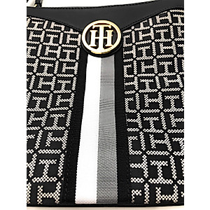 Tommy Hilfiger Women's Monogram Jacquard Xbody 2 Crossbody Handbag Black/Gray