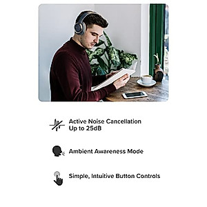 Cleer Audio, Enduro ANC Noise Cancelling Headphones, Long Lasting 60 Hour Battery, Ambient Sound Levels, Bluetooth Headphones, Smart Controls App - Dark Navy