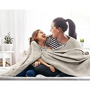 Utopia Bedding 100% Cotton Blanket (King Size - 90x108 Inches) 350GSM Lightweight Thermal Blanket, Soft Breathable Blanket for All Seasons (Khaki)