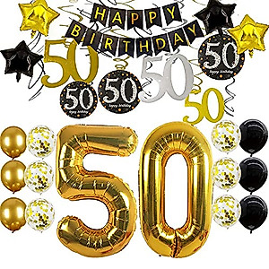 50th Birthday Decorations for Men Women 50th Birthday Party Decor 50 Years Old Birthday Decorations Balloons Over The Hill Party Supplies 50th
