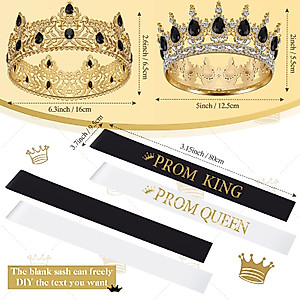 6 Pieces Gold Prom King and Queen Tiara Crowns Prom King and Queen Royal Crowns and Satin Sash Rhinestone Tiara Crowns for Prom Birthday Party Costume Accessories Royal Crowns (Cool Style)