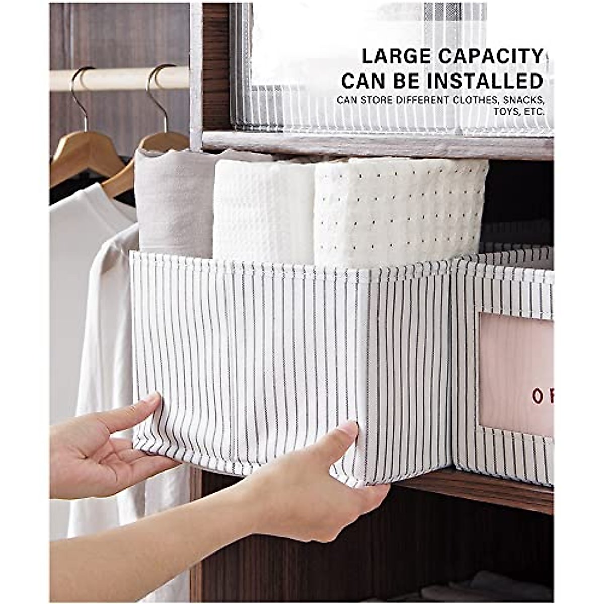 VincentLulu Storage Basket Bins Large foldable Closet Organizers Storage Box with Handles ，Cubes Organizer for Shelf （2-Pack）.
