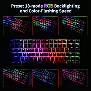 CQ84 Wireless Mechanical Gaming Keyboard, Compact 84 Keys, Programmable RGB Backlight, 60% Keyboard, Blue and White Keycaps for Ipad, Android/windows Tablet, Desktop, PC Gamer(Brown Switch)