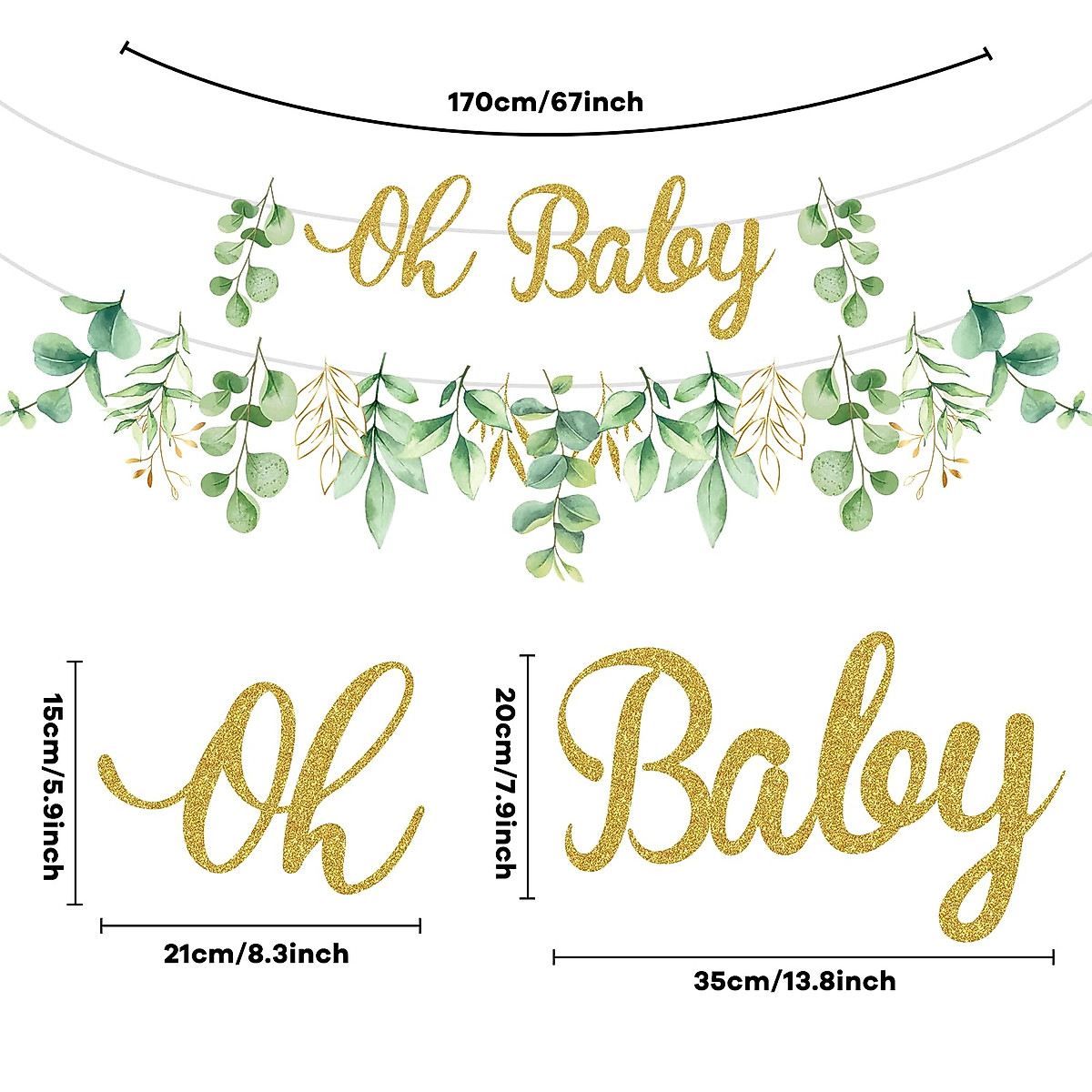 Greenery Baby Shower Banner Eucalyptus Leaves Oh Baby Tablecloth for Kids Green Eucalyptus Sign Welcome Oh Baby Table Cover Welcome Baby Shower Eucalyptus Birthday Gender Neutral Party Decoration