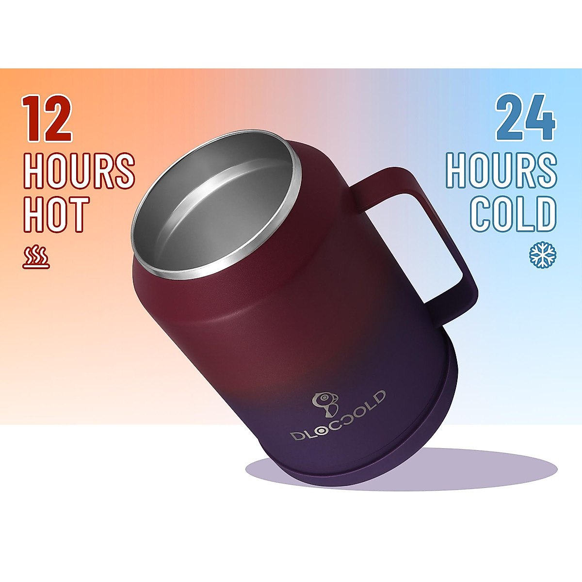 DLOCCOLD 50 oz Mug Tumbler with Handle and Lid, Large Insulated Tumbler with Straw, Reusable Stainless Steel Big Tumbler, Double Wall Metal Travel Jug Water Bottle, Sweat-proof, Dishwasher Safe